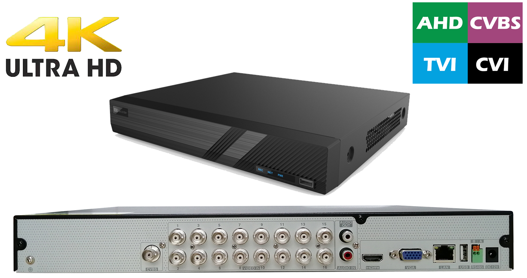 16 Port Coax plus 8 bonus IP 4K 8MP Digital Video Recorder with Support for POS | Standalone DVR ...